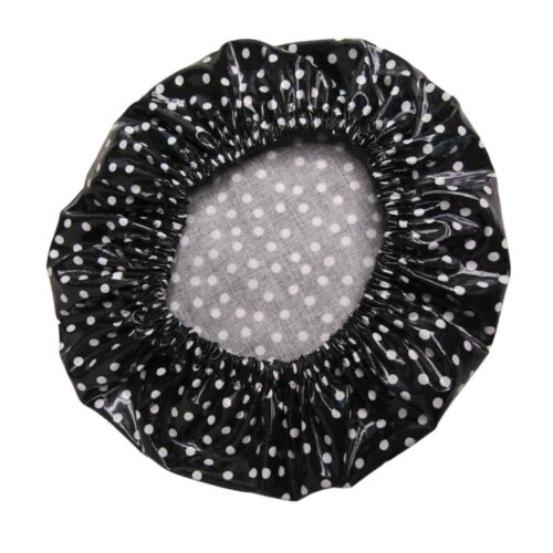 Shower Cap Black and White Polka Dots - Laminated Cotton Shop