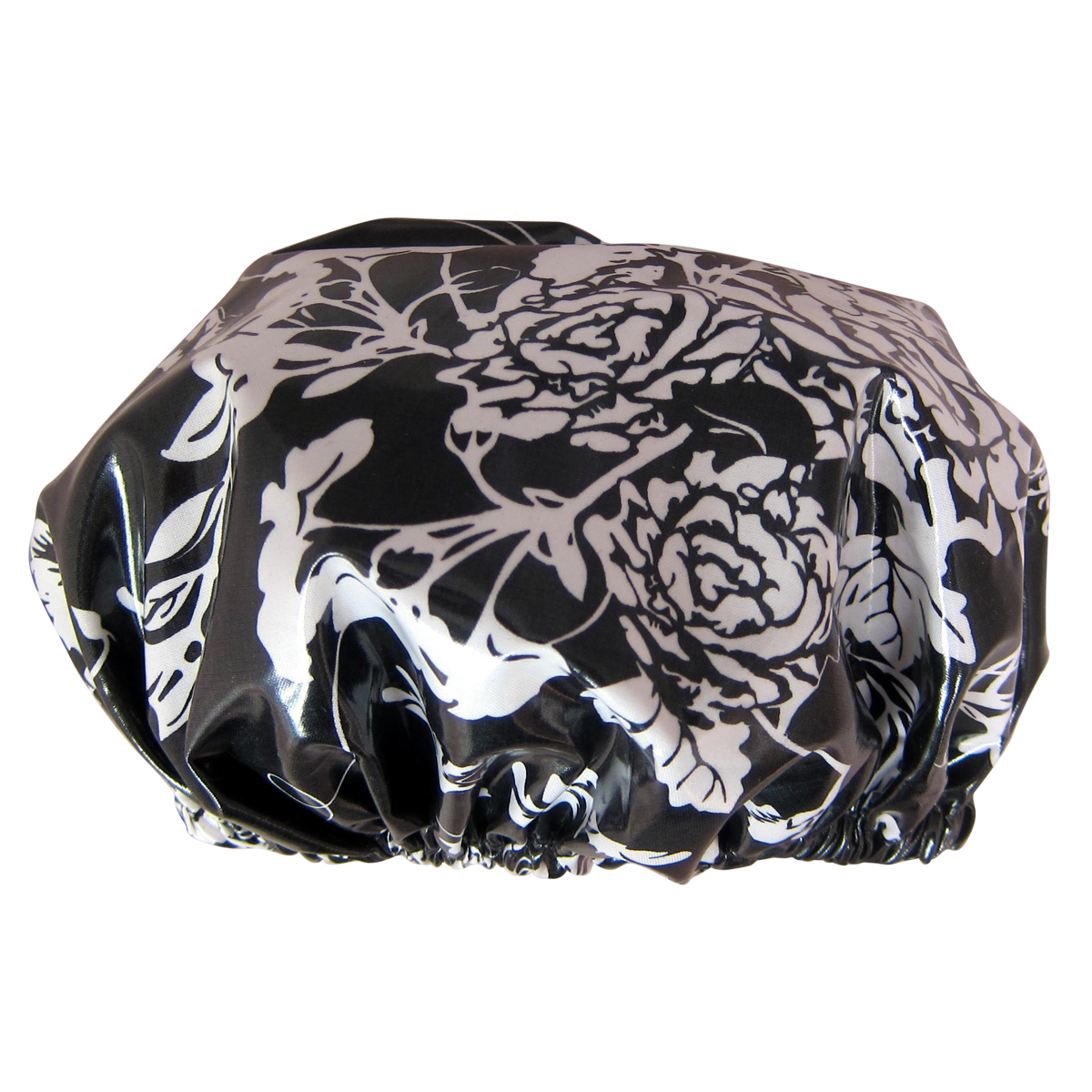 Shower Cap Black and White Shadow Rose - Laminated Cotton Shop