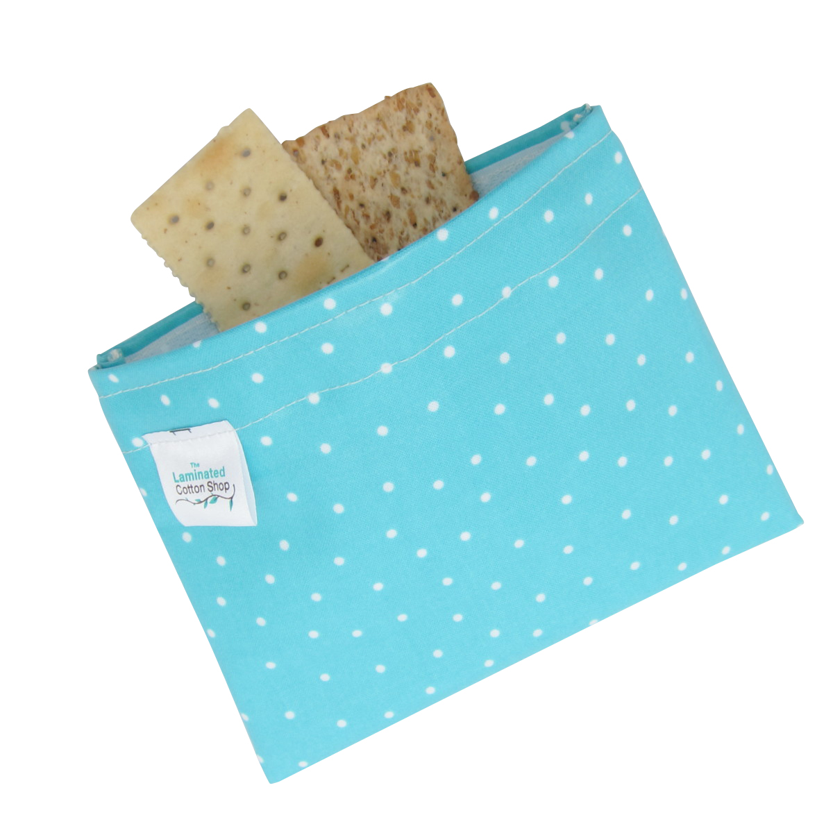Reusable Snack Pouches Aqua Dots - Laminated Cotton Shop