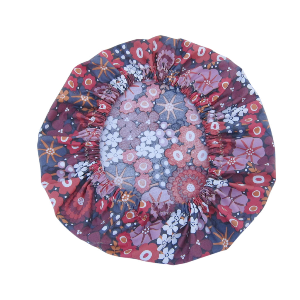 Shower Cap Red Flowers - Laminated Cotton Shop