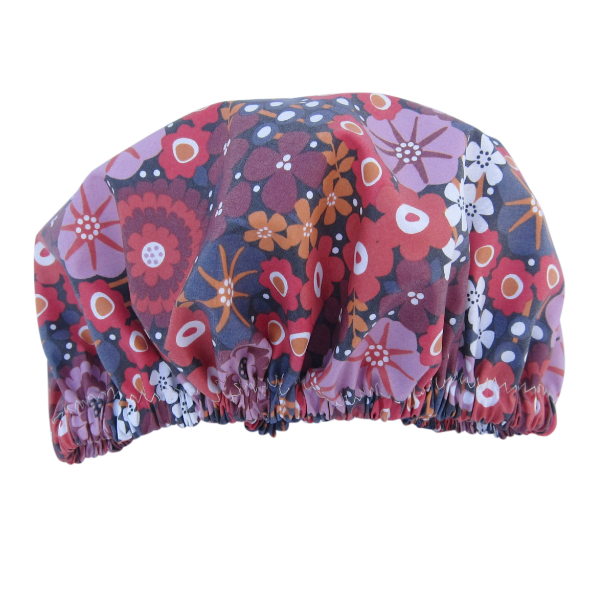 Shower Cap Red Flowers - Laminated Cotton Shop