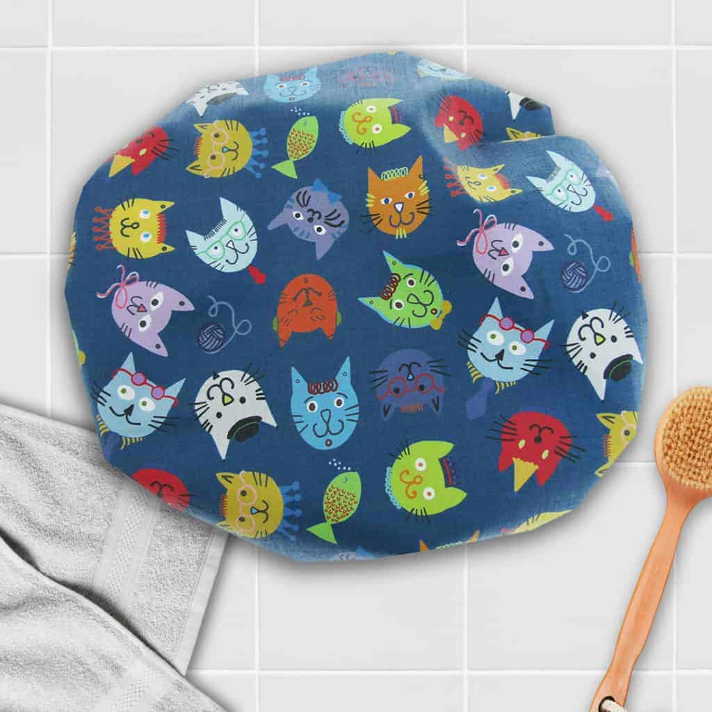 Shower Cap Cats Print - Laminated Cotton Shop