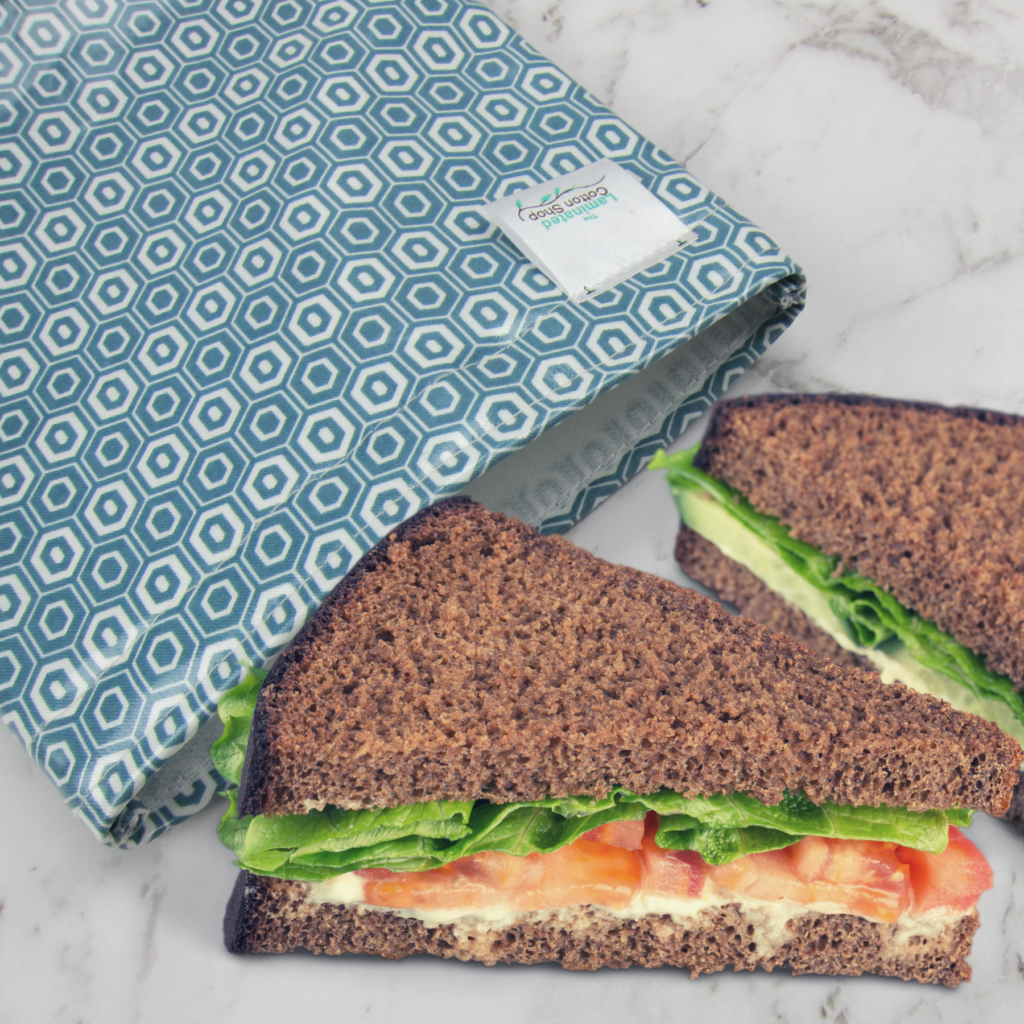 Snack Pouch Set Blue Geo - Laminated Cotton Shop reusable food bags